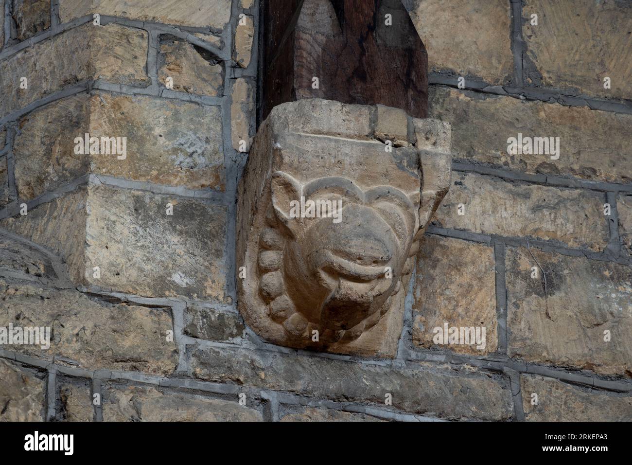 Corbel stone in St. George`s Church, Brailes, Warwickshire, England, UK ...