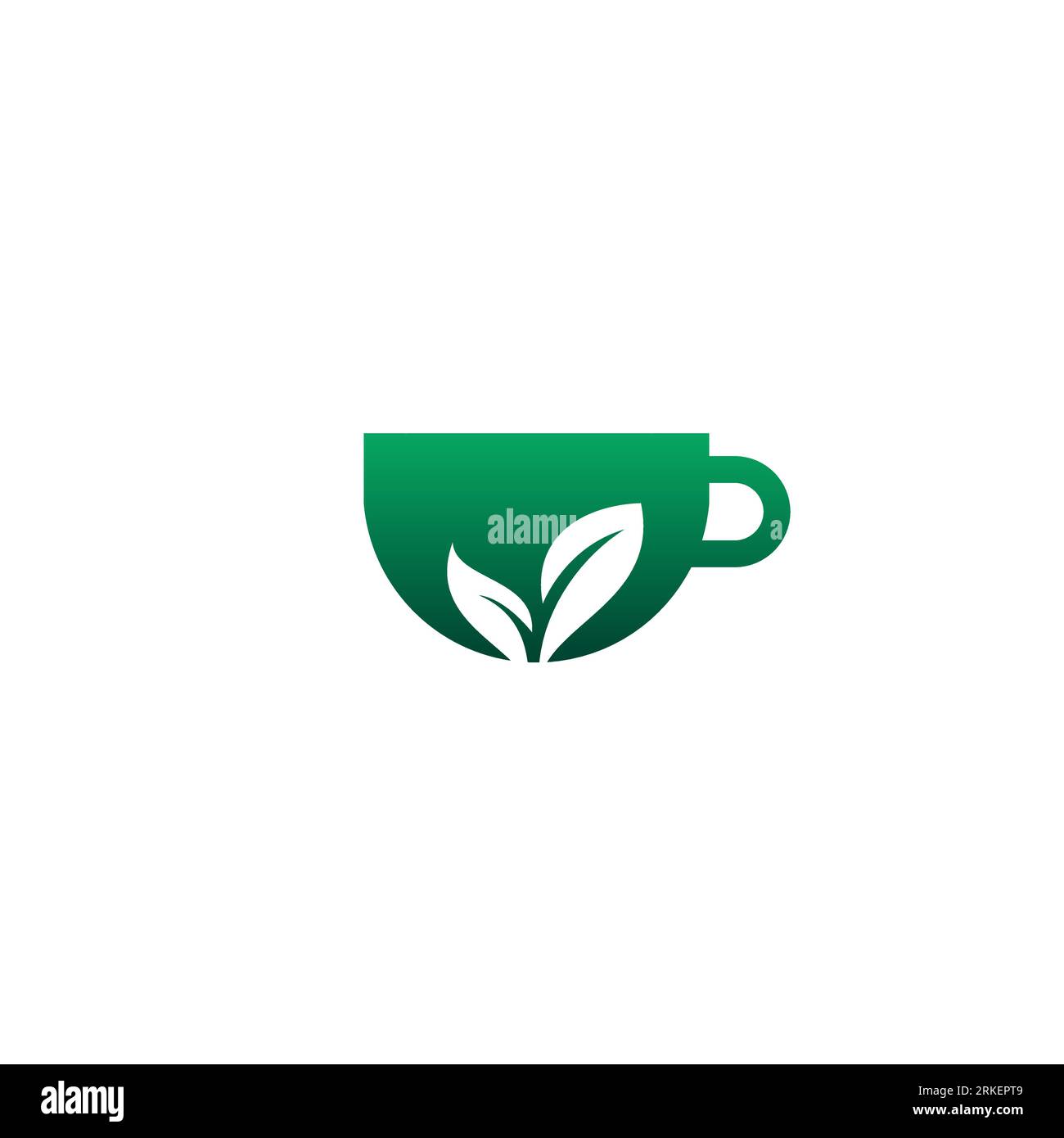 green leaf tea cup modern logo vector icon symbol graphic design ...