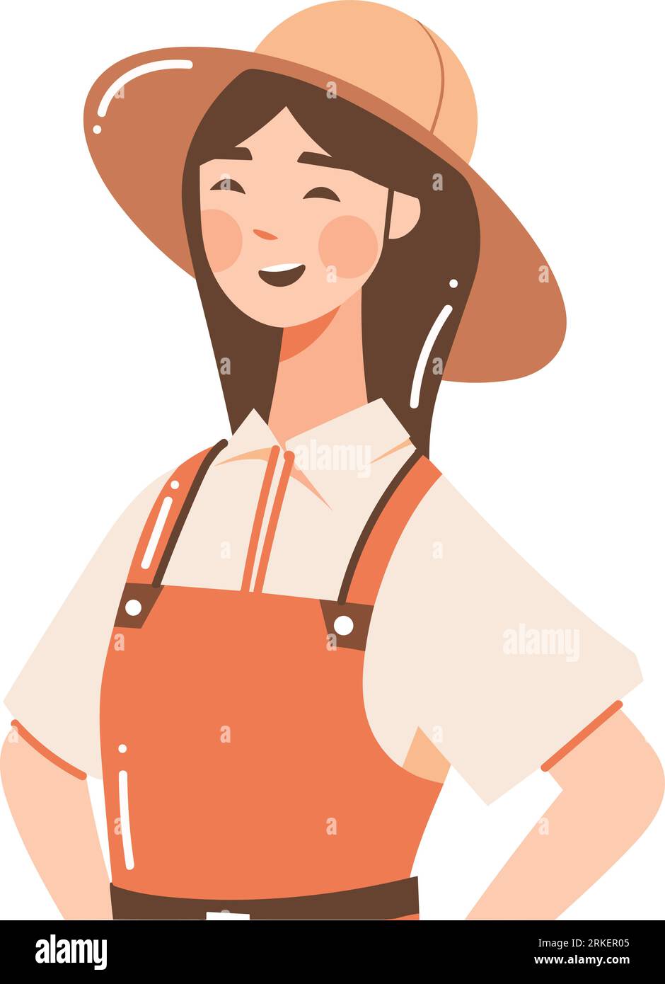 Hand Drawn happy female farmer in flat style isolated on background ...