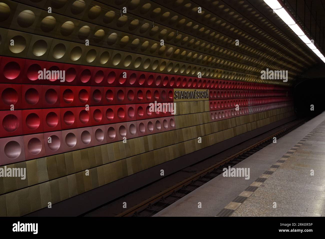 Prague, Czech Republic - May 31 2021: Sign of Staromestska Station on ...