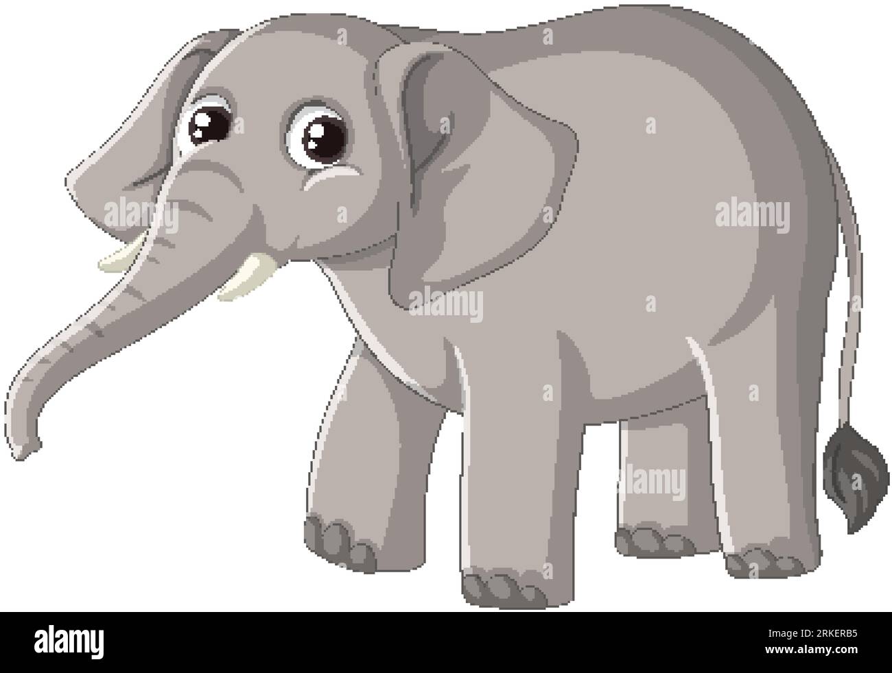 A vector cartoon illustration of an elephant standing on a white ...