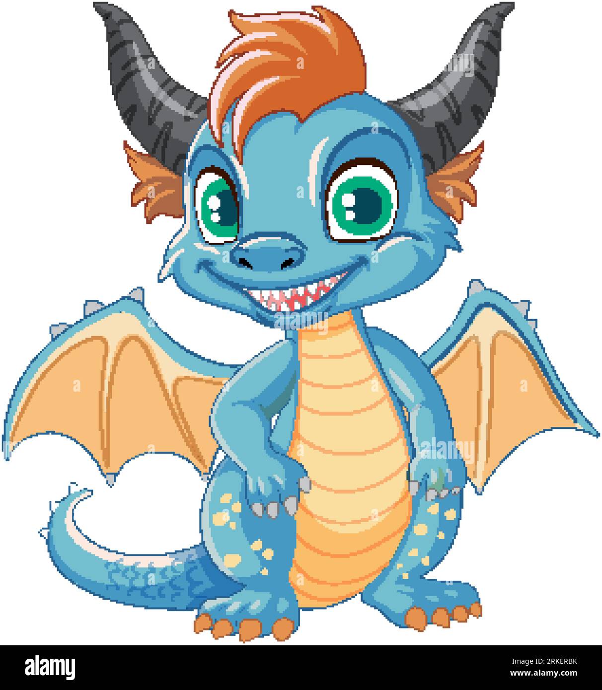 Happy blue cartoon dragon smiling illustration Stock Vector Image & Art ...