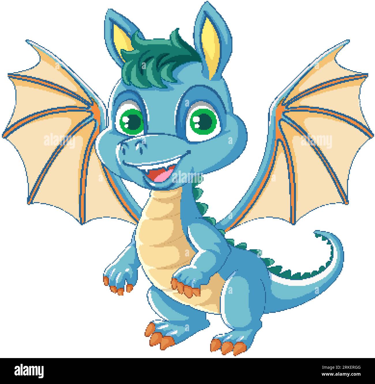 Happy blue cartoon dragon smiling illustration Stock Vector Image & Art ...