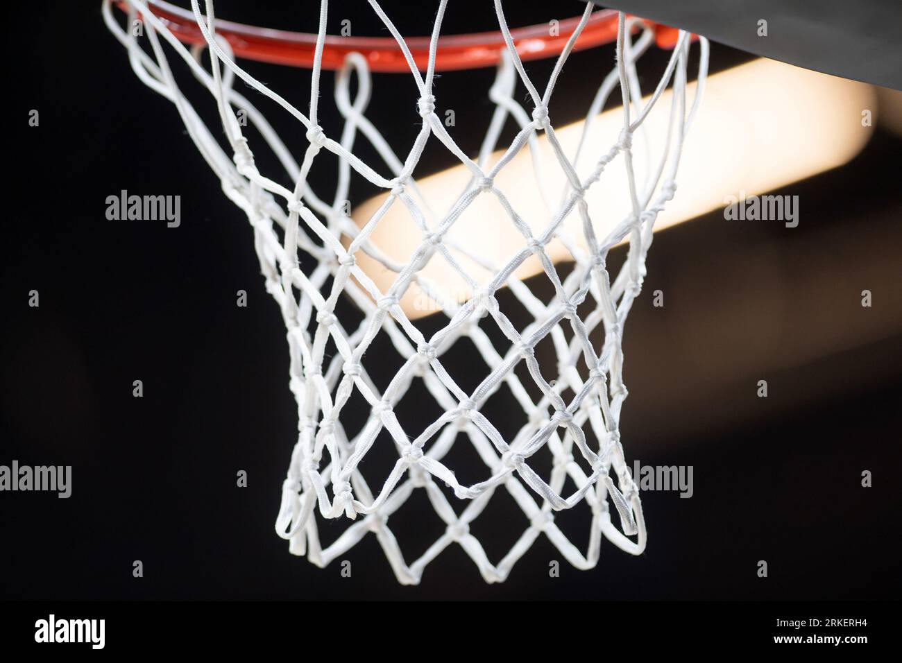Basketball hoop isolated on black background. Horizontal sport theme ...