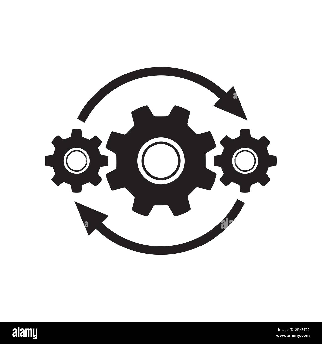 Gears wheel with arrows - concept black icon vector design. SEO ...