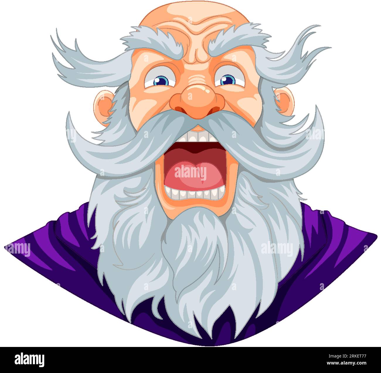 Angrily scowling old man with bald head, beard, and mustache Stock ...