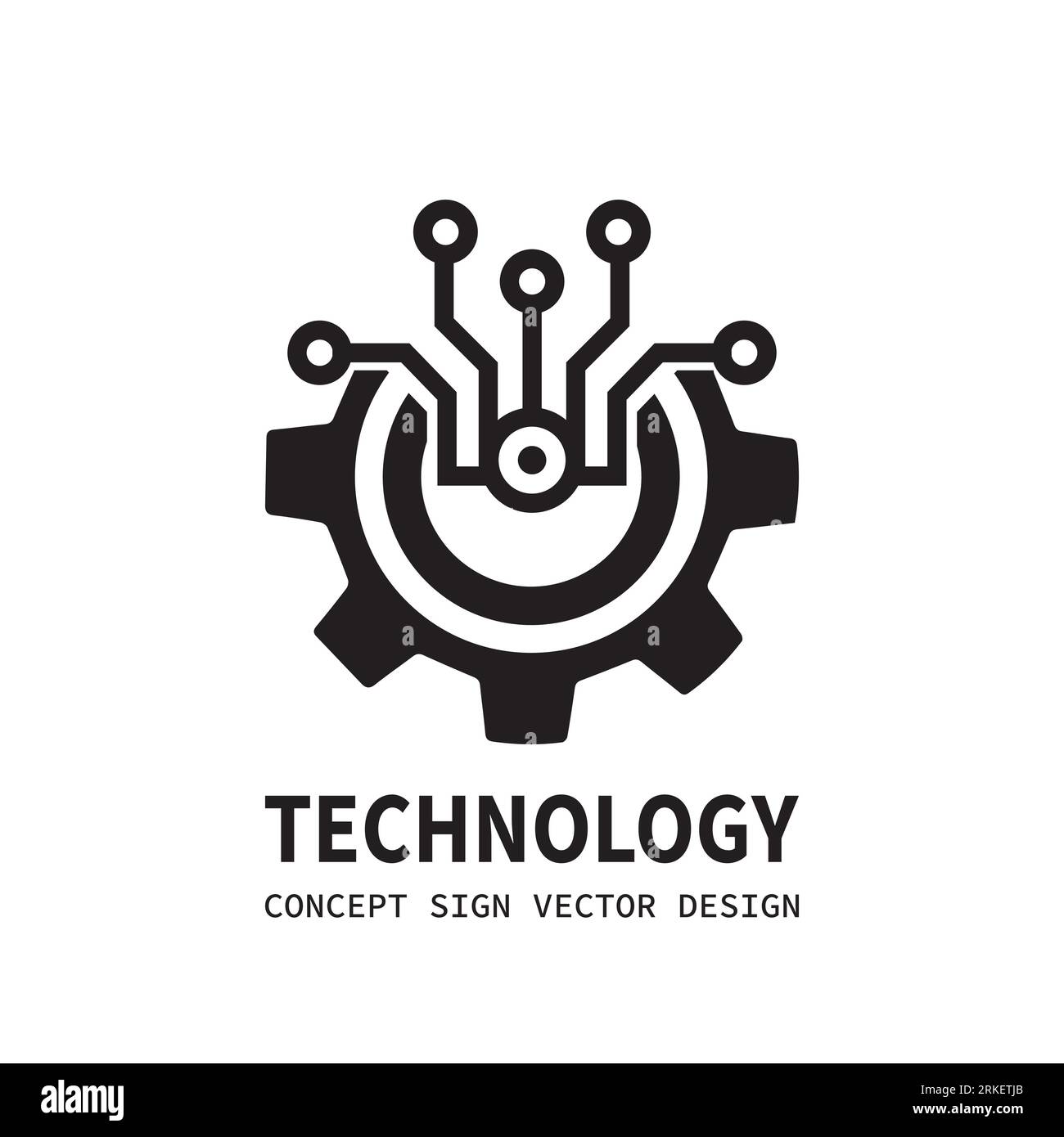 Technology gear concept business logo template design. Cogwheel mechanic sign. Computer network ...