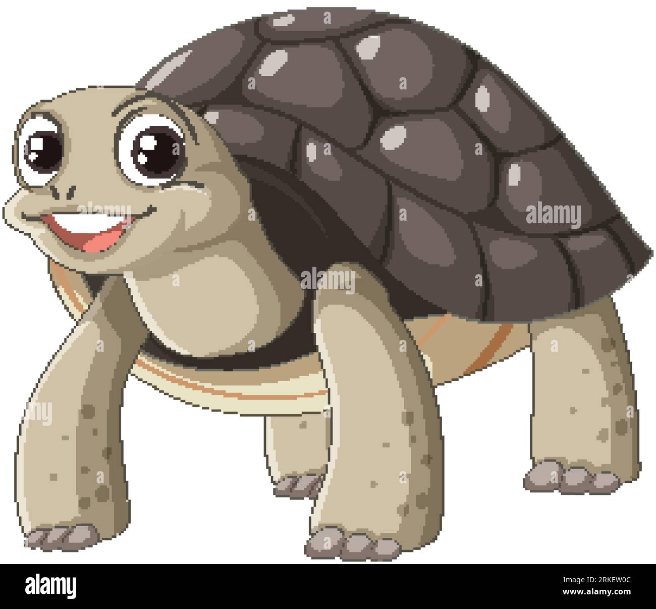 A lively and vibrant cartoon turtle character standing on a clean white ...