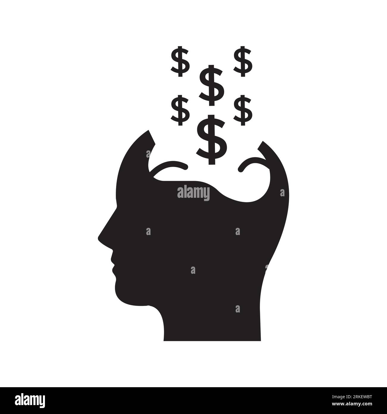 Person with dollar icon. man head Businessman with money sign. Circle ...