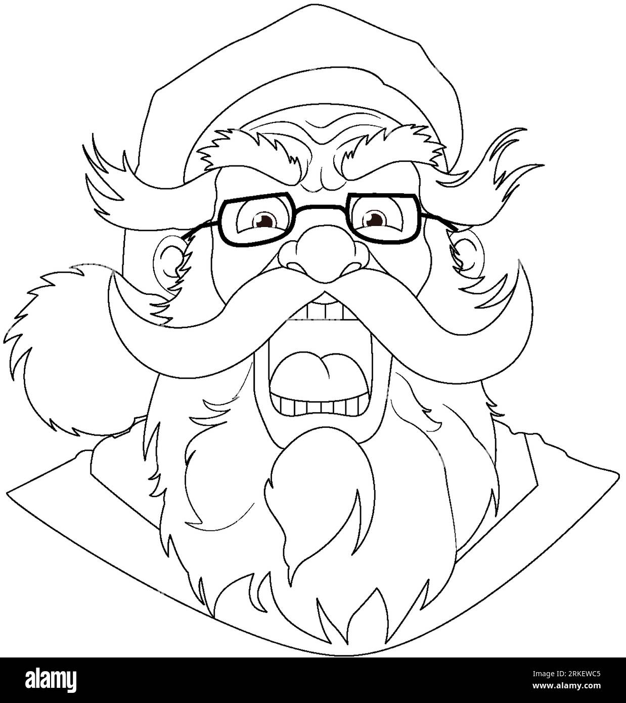 Vector cartoon illustration of an angry old man with a beard and ...