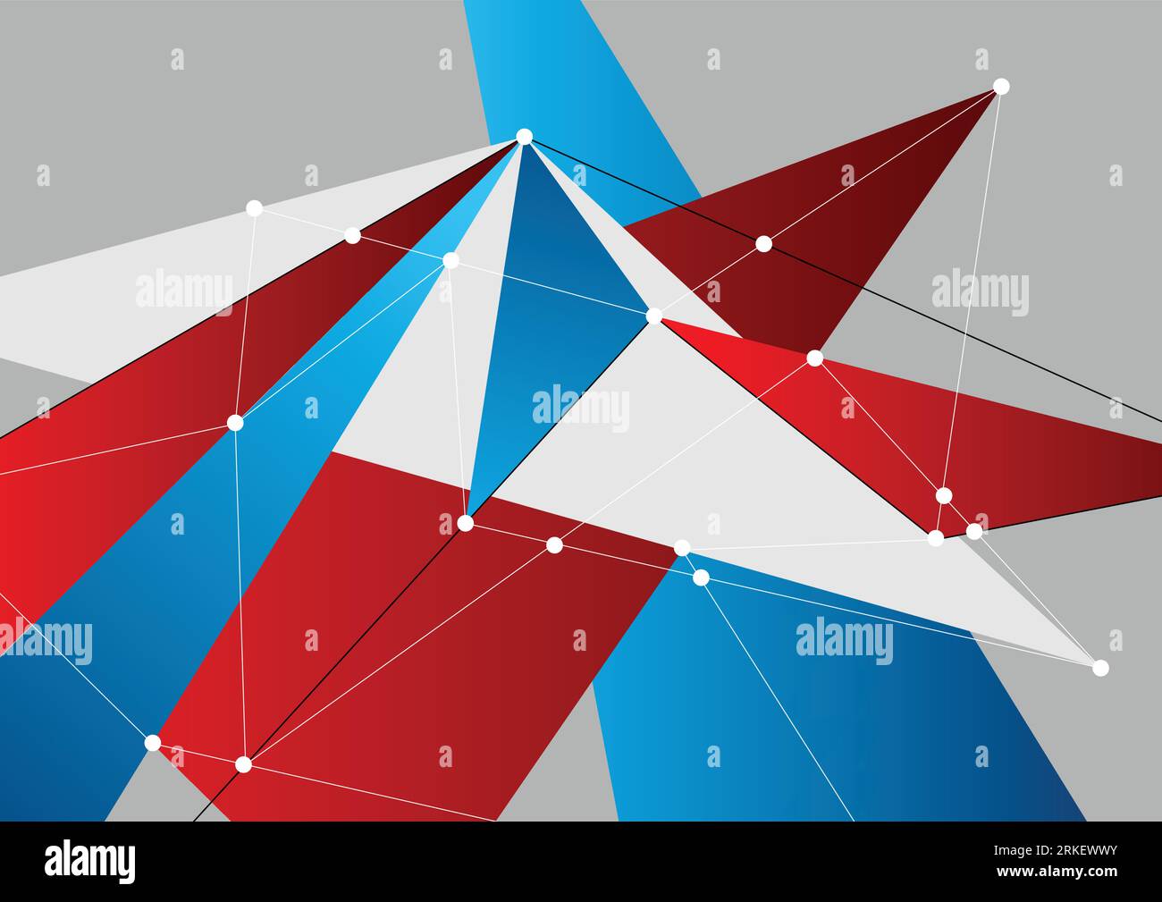 Technology low poly red blue shapes abstract connection background. Vector design Stock Vector ...