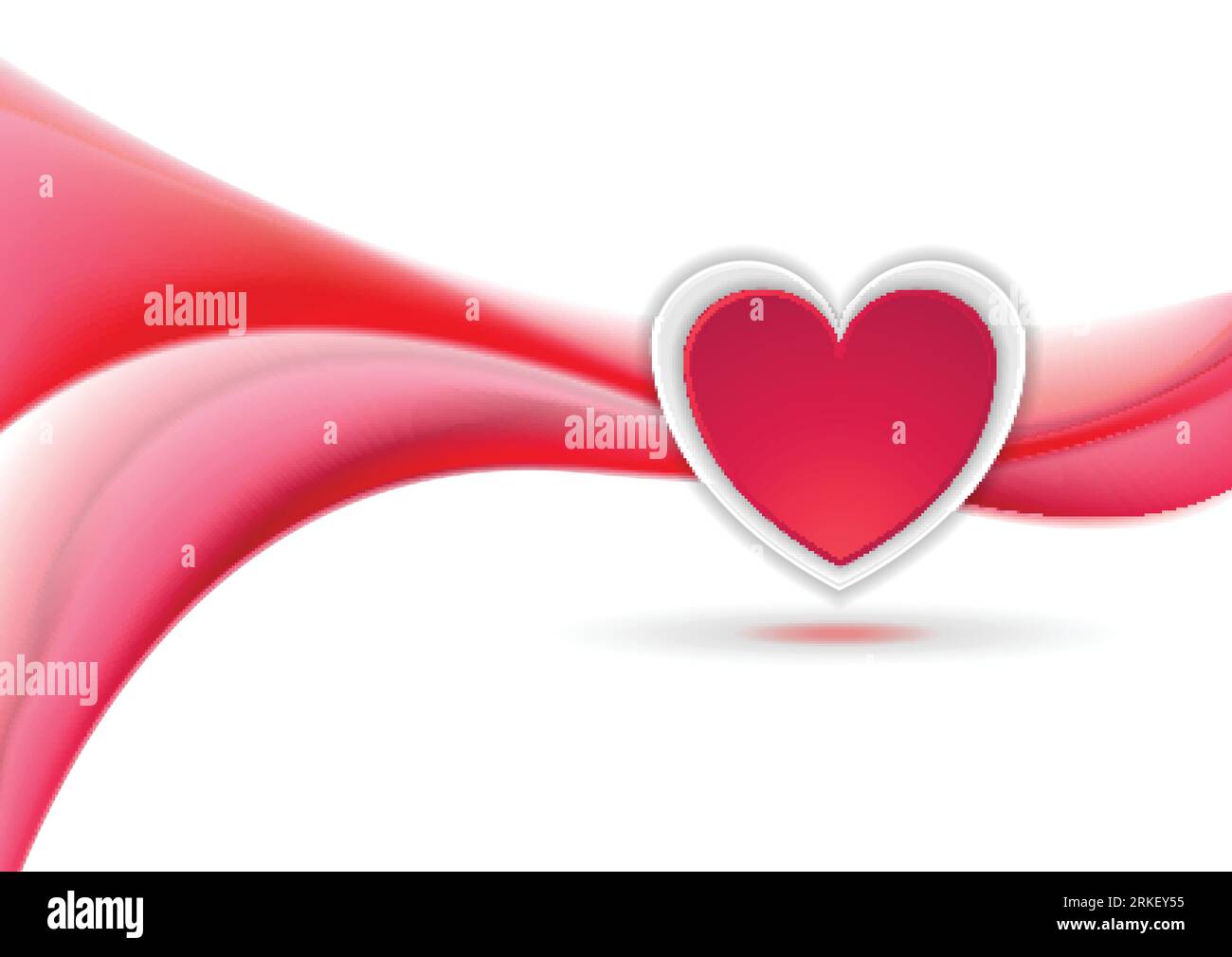 Red heart and flowing liquid waves abstract background. Valentines Day ...