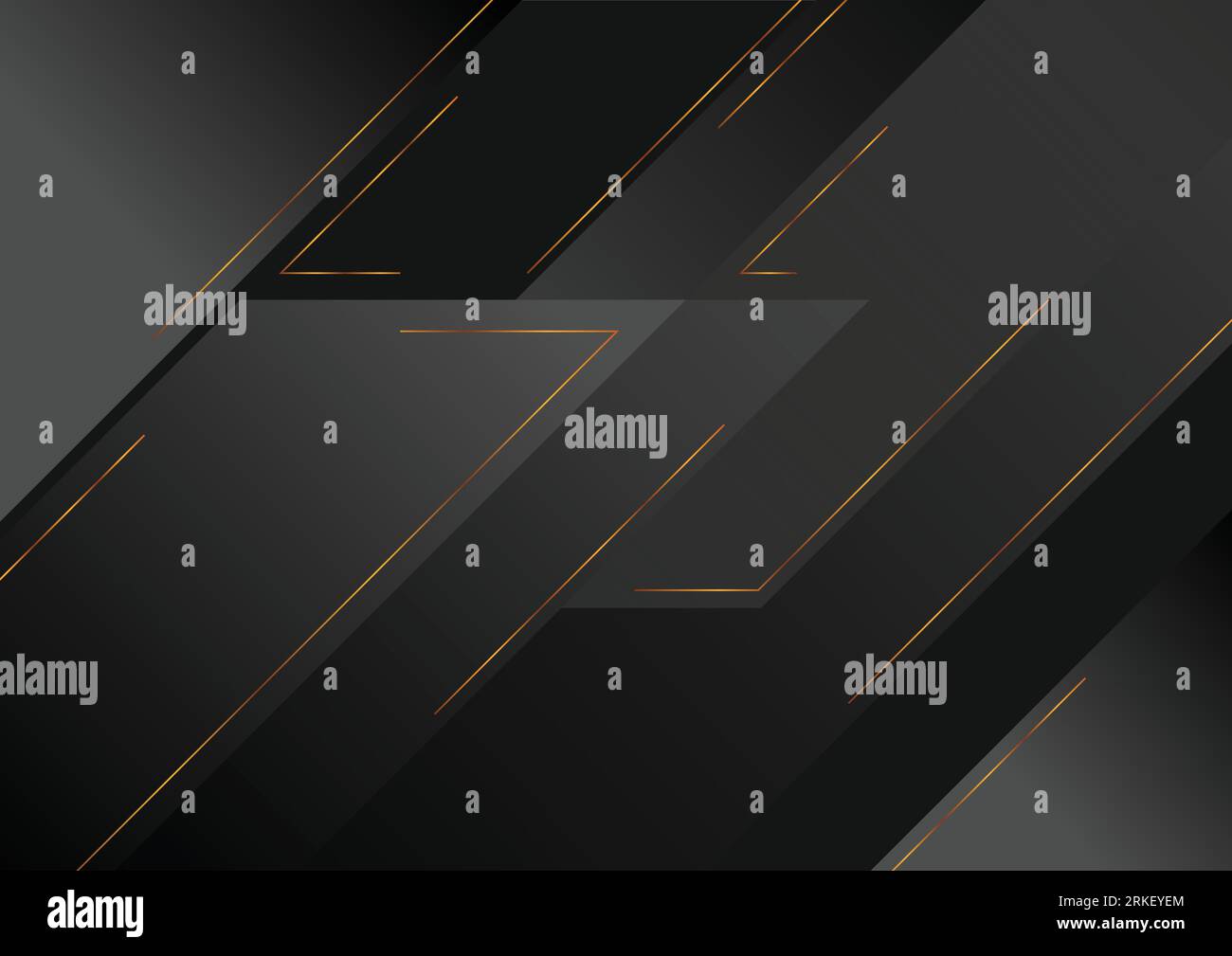 Abstract black geometric tech background with golden lines. Vector ...