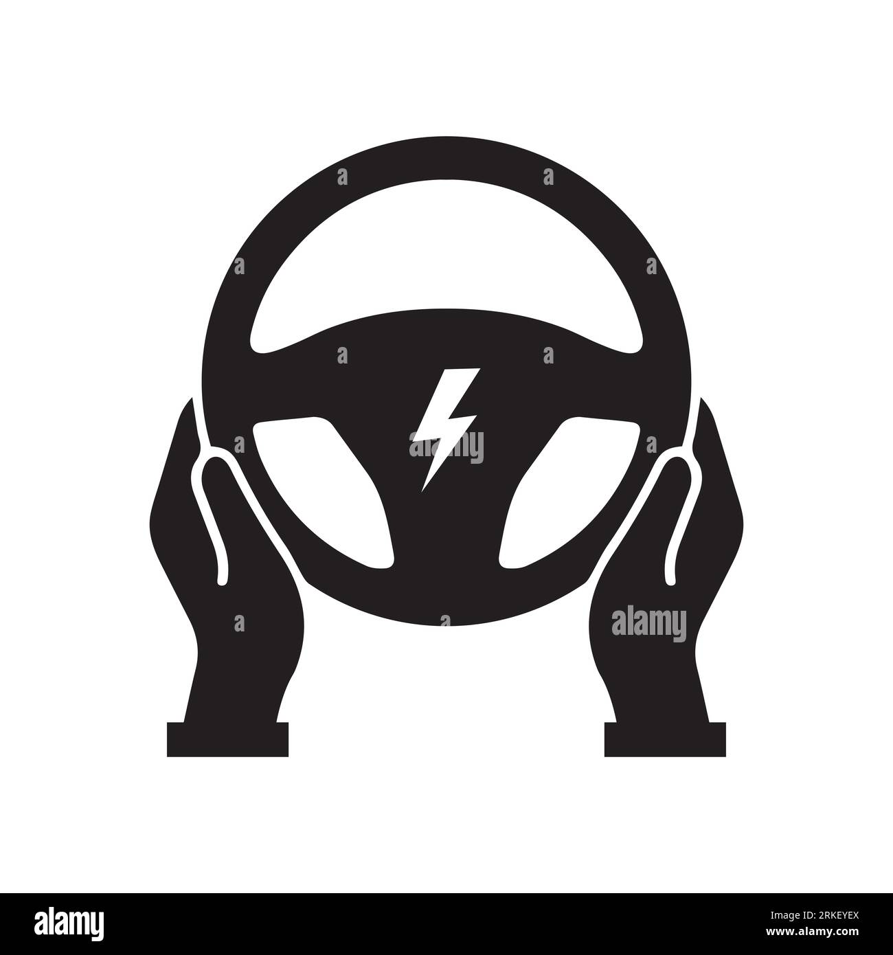 Electric car steering wheel icon. Electric vehicle. EV. Vector icon ...
