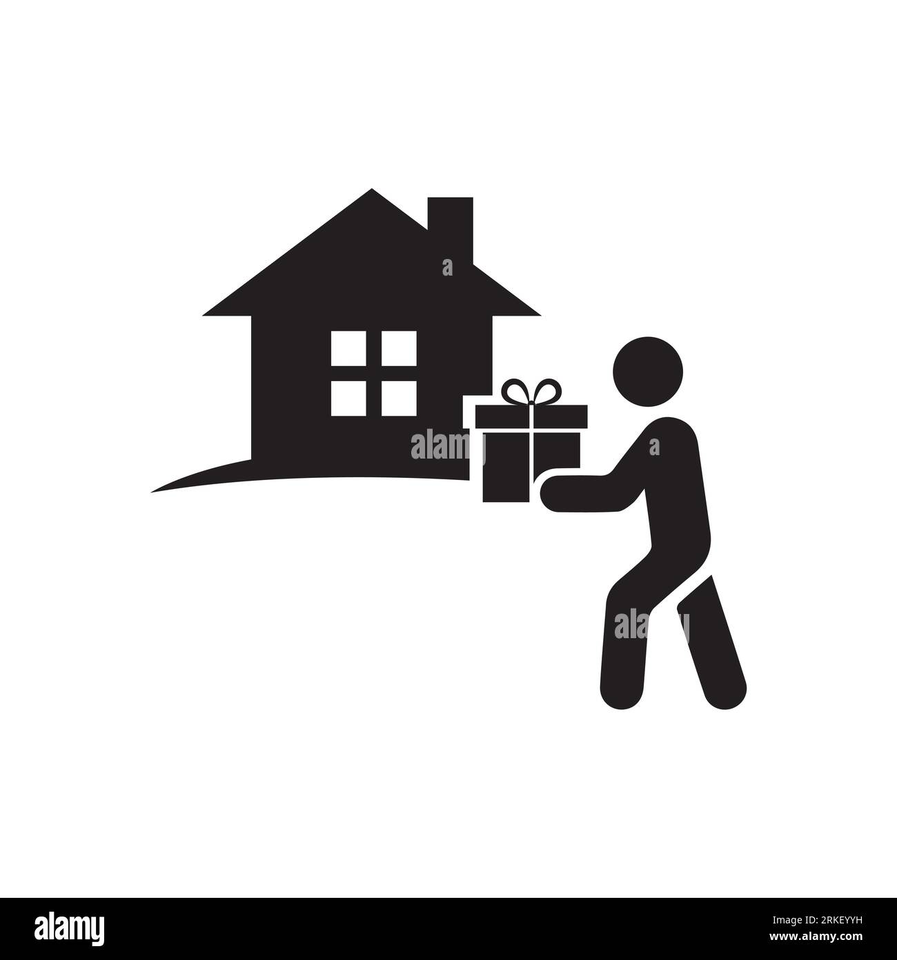 the postman delivers the parcel home illustration. Element of a ...