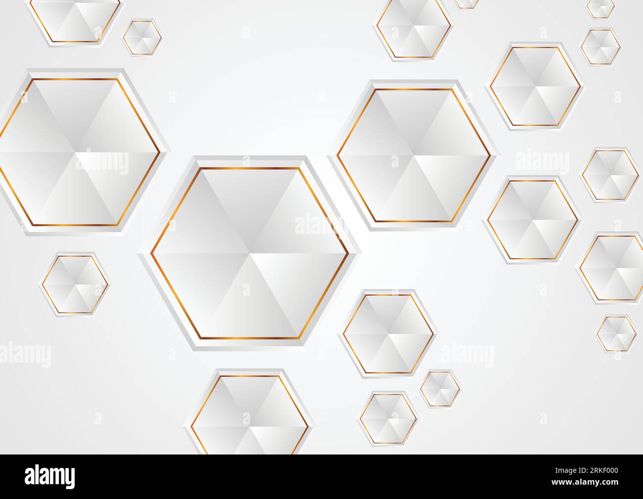 Grey and golden tech hexagons abstract geometric background. Vector ...