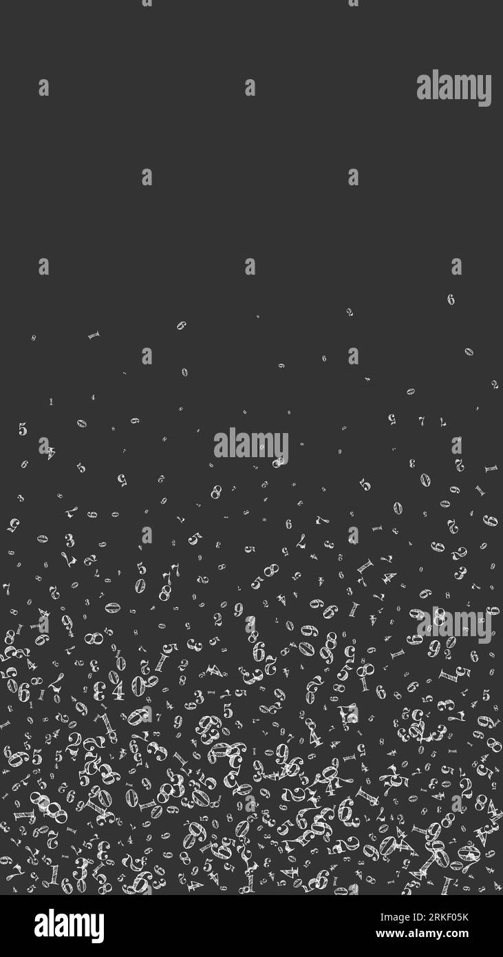 Concept of school background. White chalk numbers and digits falling ...