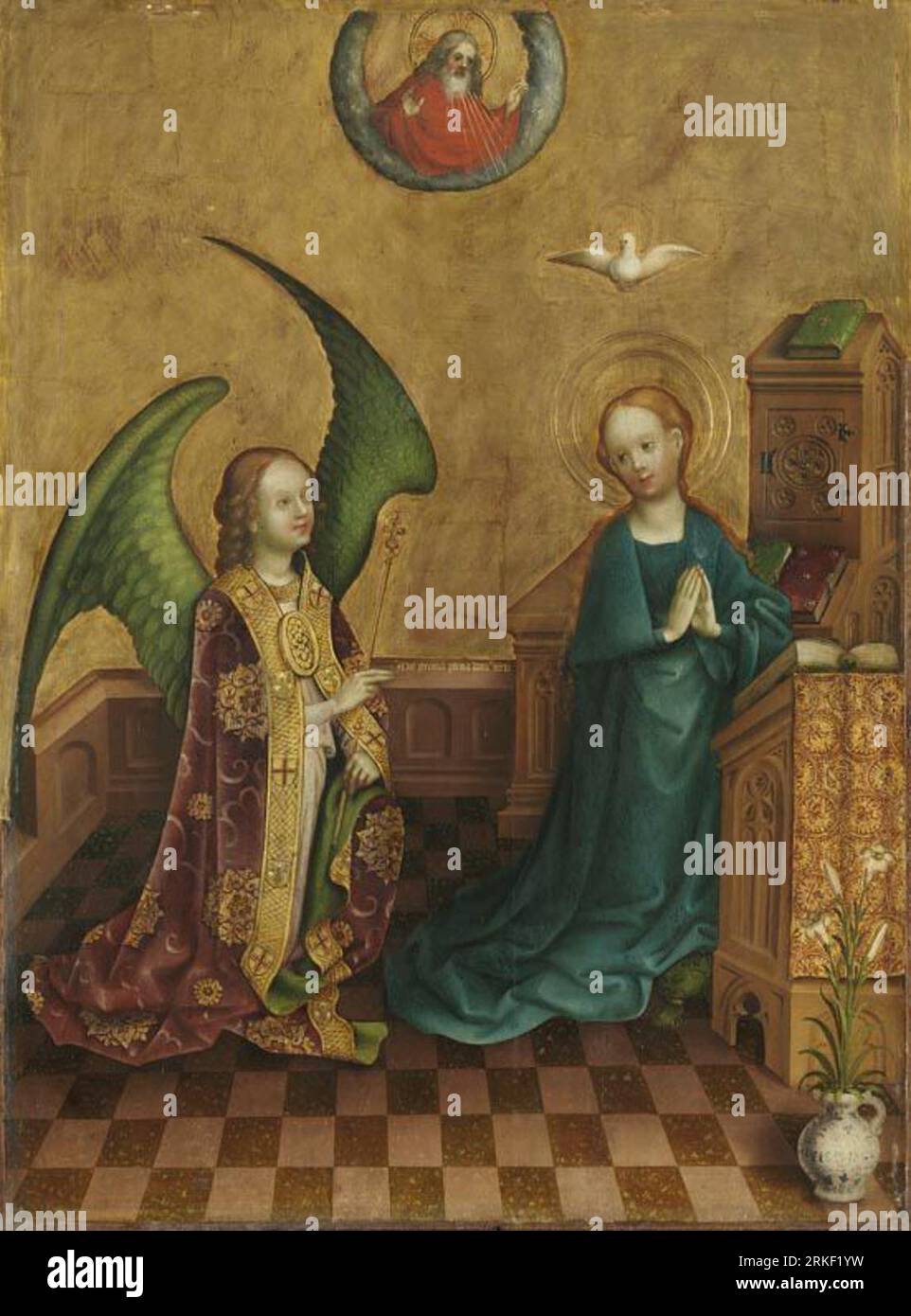 The Annunciation circa 1440 by Meister des Heisterbacher Altars Stock ...