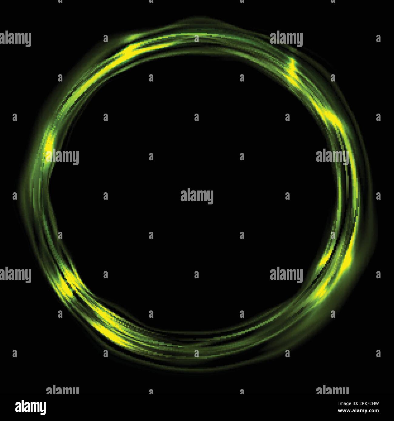 Bright green glossy iridescent ring circle background. Vector electric ...