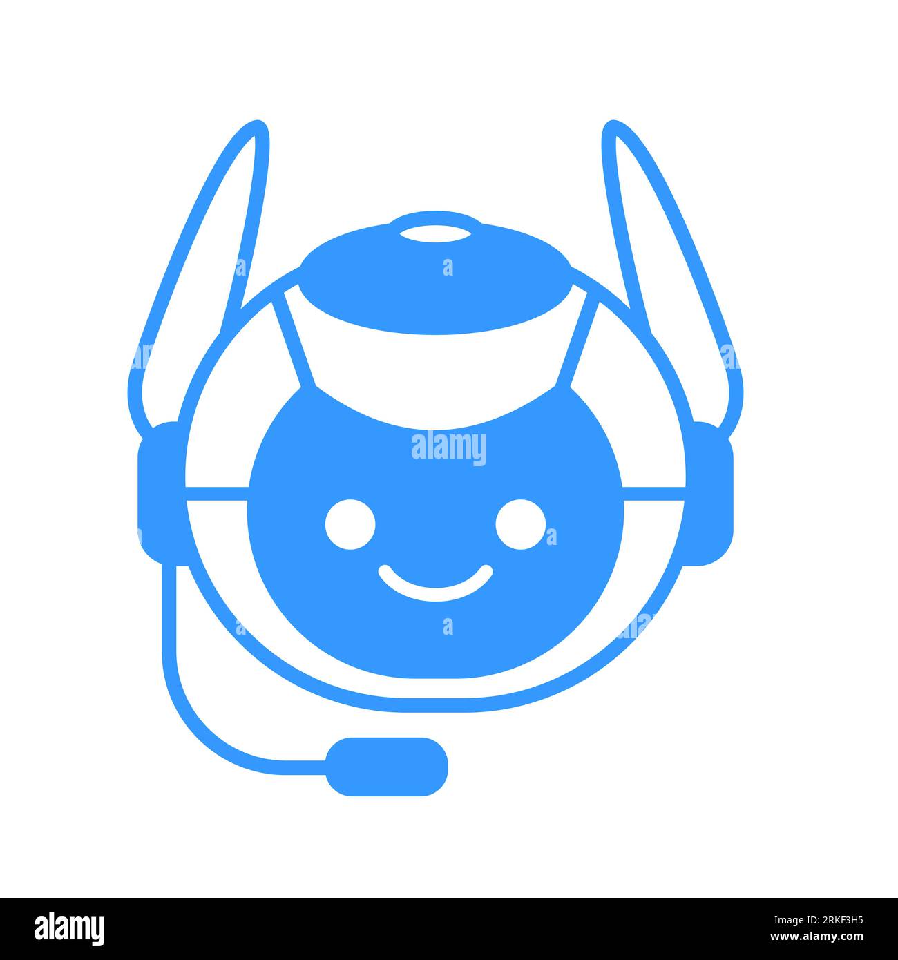 Robotic Assistant Icon with Headset Sign. Robot Chat Bot Icon Vector Design Stock Vector Image ...