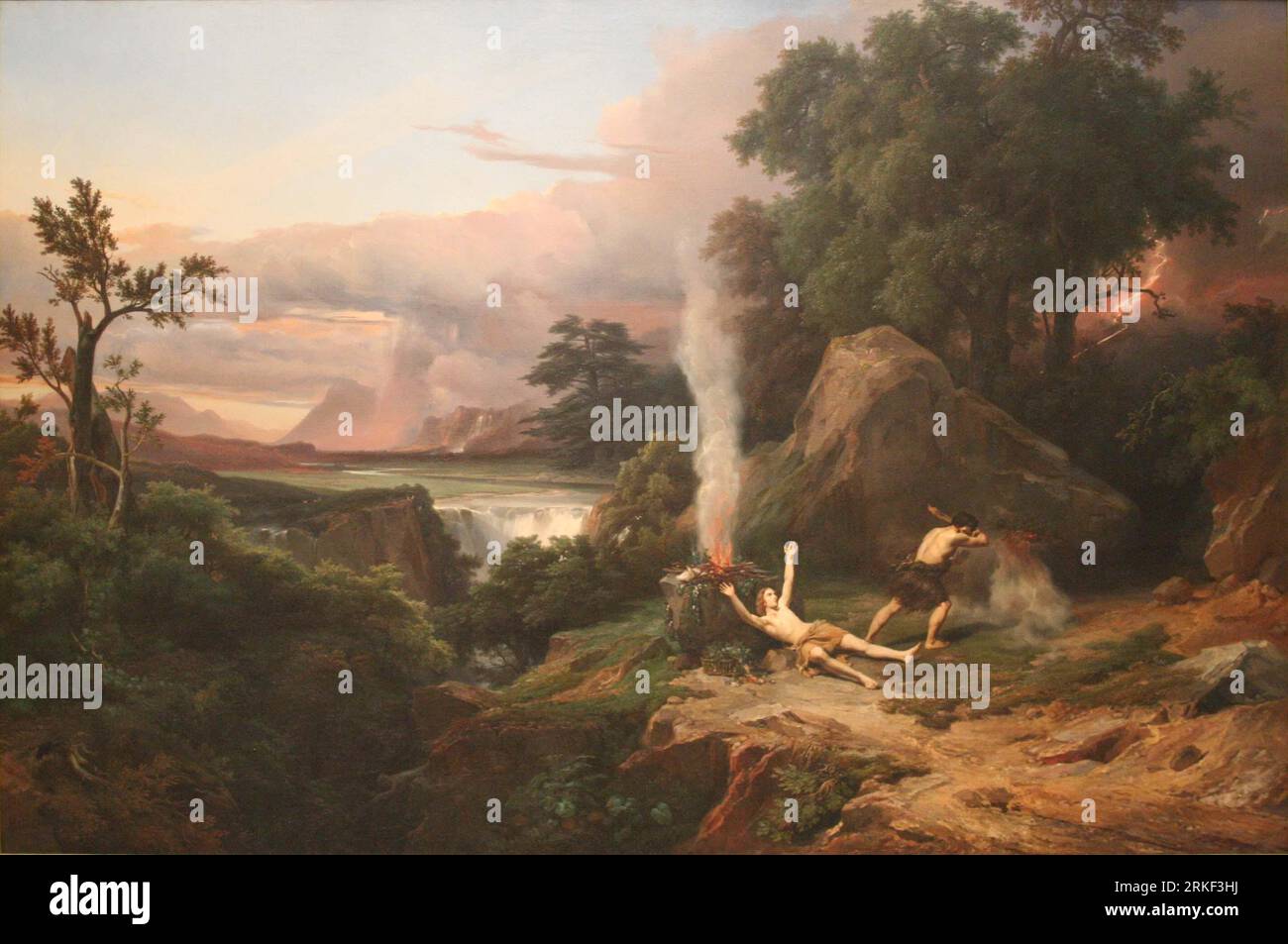 Death of Abel. Historical landscape 1838 by Jean-Charles-Joseph Rémond ...