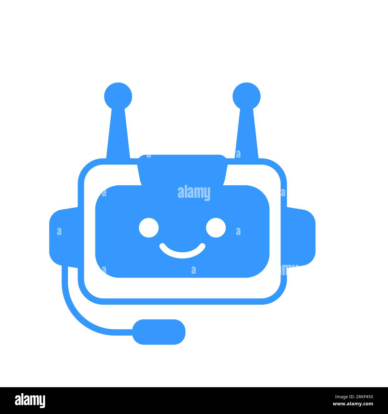 Robotic Assistant Icon with Headset Sign. Robot Chat Bot Icon Vector Design Stock Vector Image ...