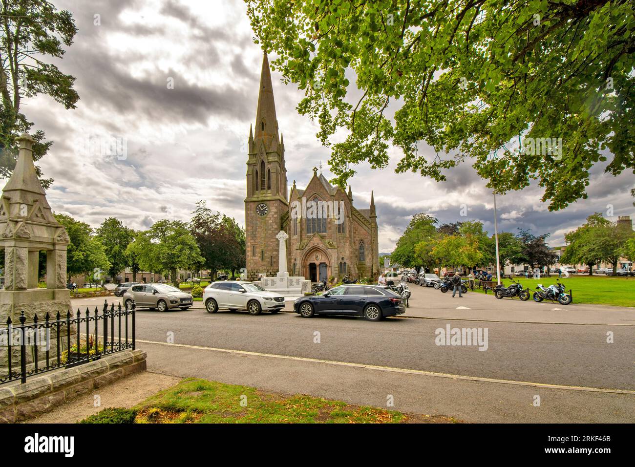 Ballater Aberdeenshire Scotland the renovated War memorial and ...