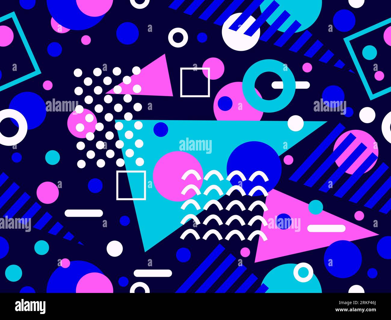 Memphis seamless pattern with geometric shapes in 80s style. Abstract ...