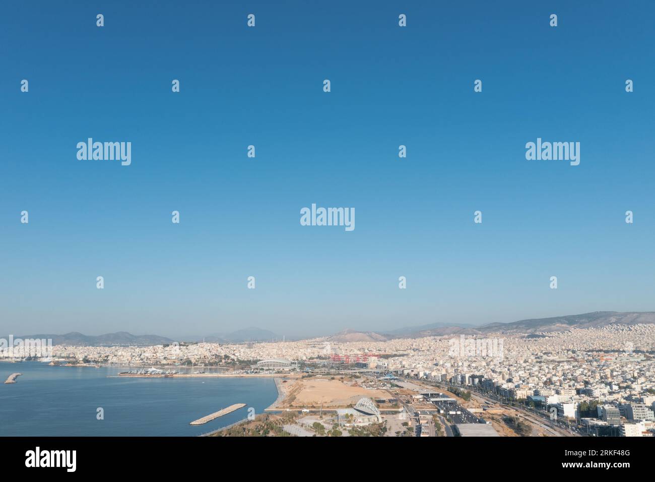 A Glimpse of the Sea: Athens City View with Coastal Hint Stock Photo ...