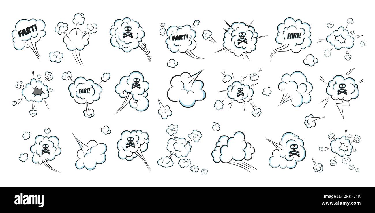 Smelling pop art comic book cartoon fart cloud flat style design vector ...