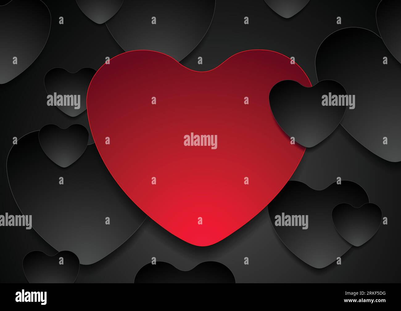 Red and black hearts Valentines Day abstract background. Vector ...