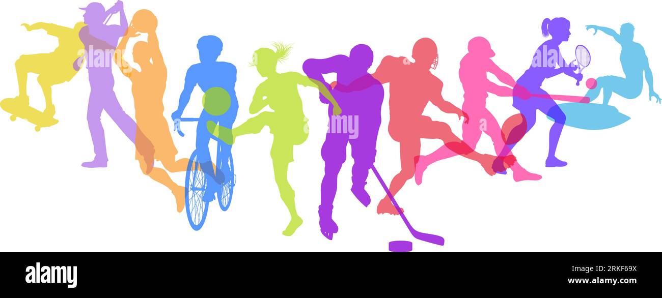 Sports Active Fitness Sport Silhouettes People Stock Vector Image & Art ...