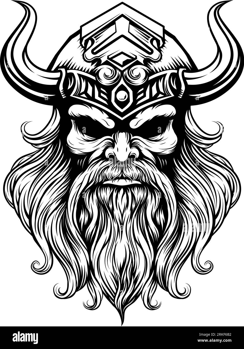 Viking Warrior Man Strong Mascot Face in Helmet Stock Vector Image ...
