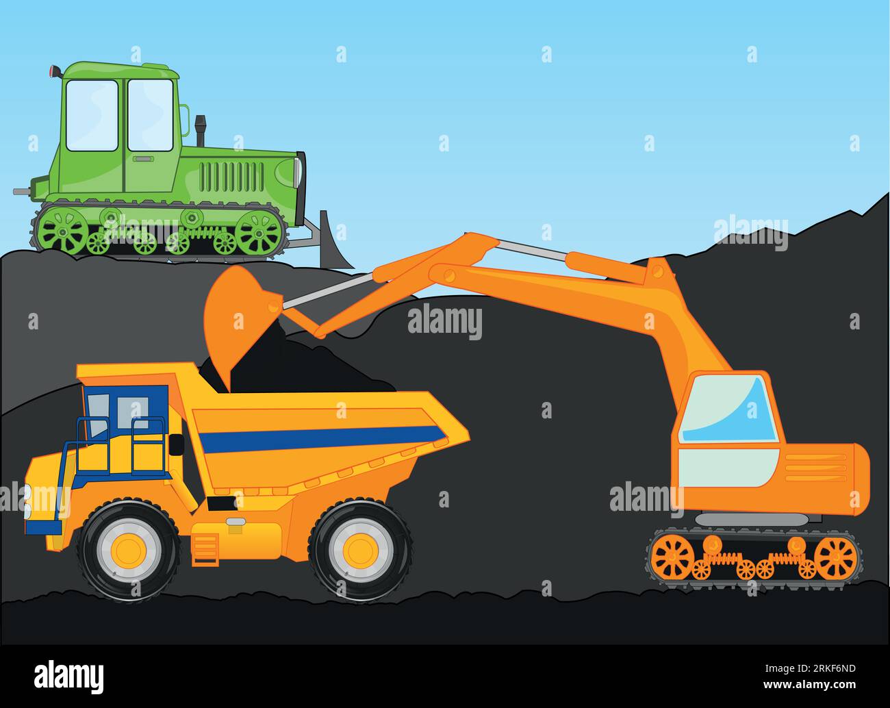 Vector illustration of the big car dump truck in quarry Stock Vector ...