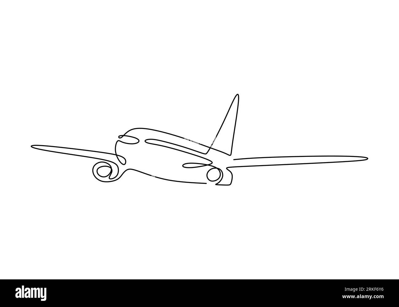 Airplane continuous line. Continuous line drawing of airplane flying on ...