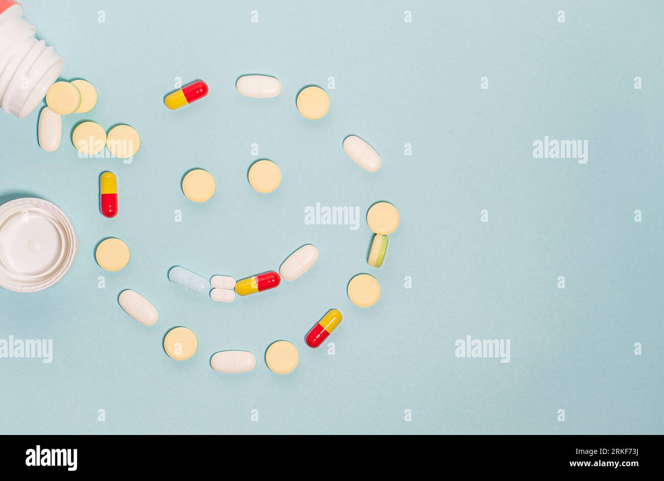 vitamins and supplements background smile emotive Stock Photo - Alamy