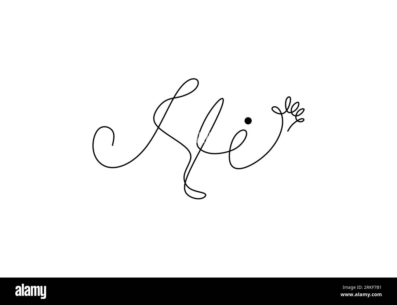 Hi Handwritten Abstract Word One Line Inscription Hand Drawn Lettering