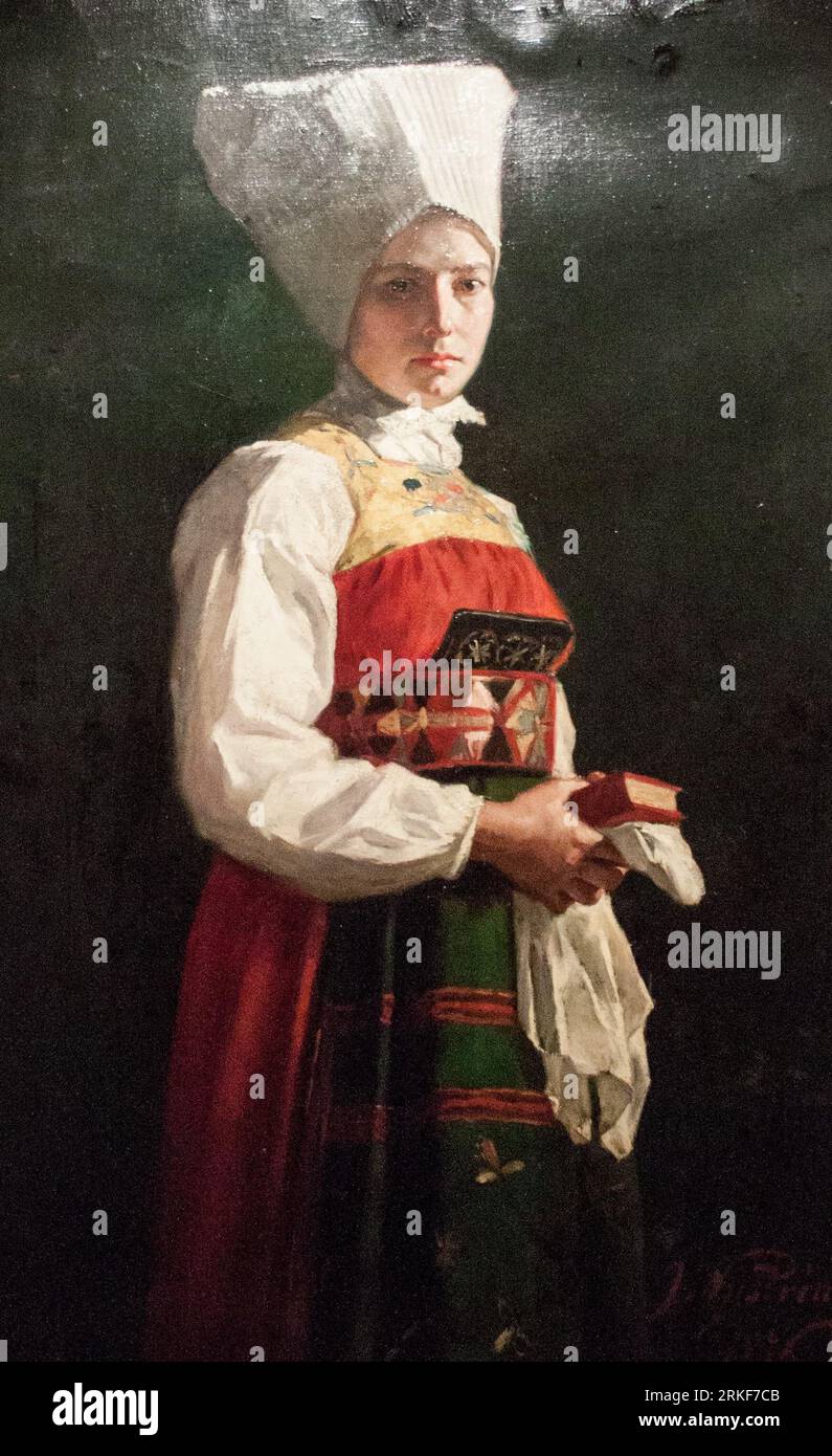 Peasant woman in holiday attire 1876 by Jenny Nyström Stock Photo - Alamy