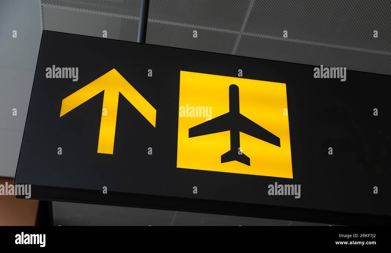 Check in to your plane sign to gate at the Airport - travel and tourism ...