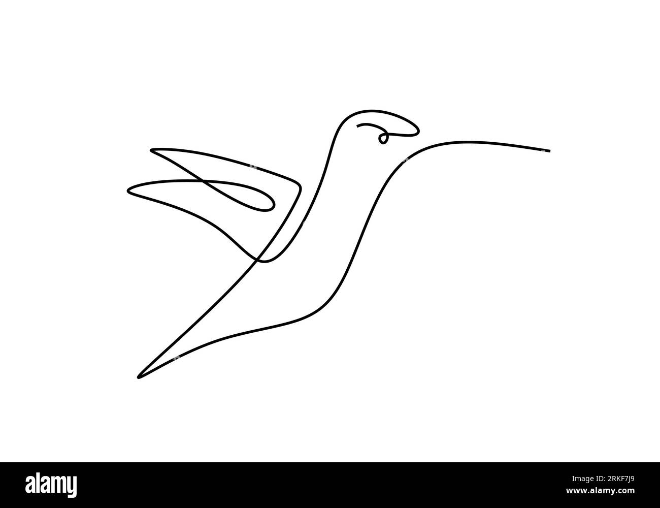 Flying bird continuous line drawing element isolated on white ...