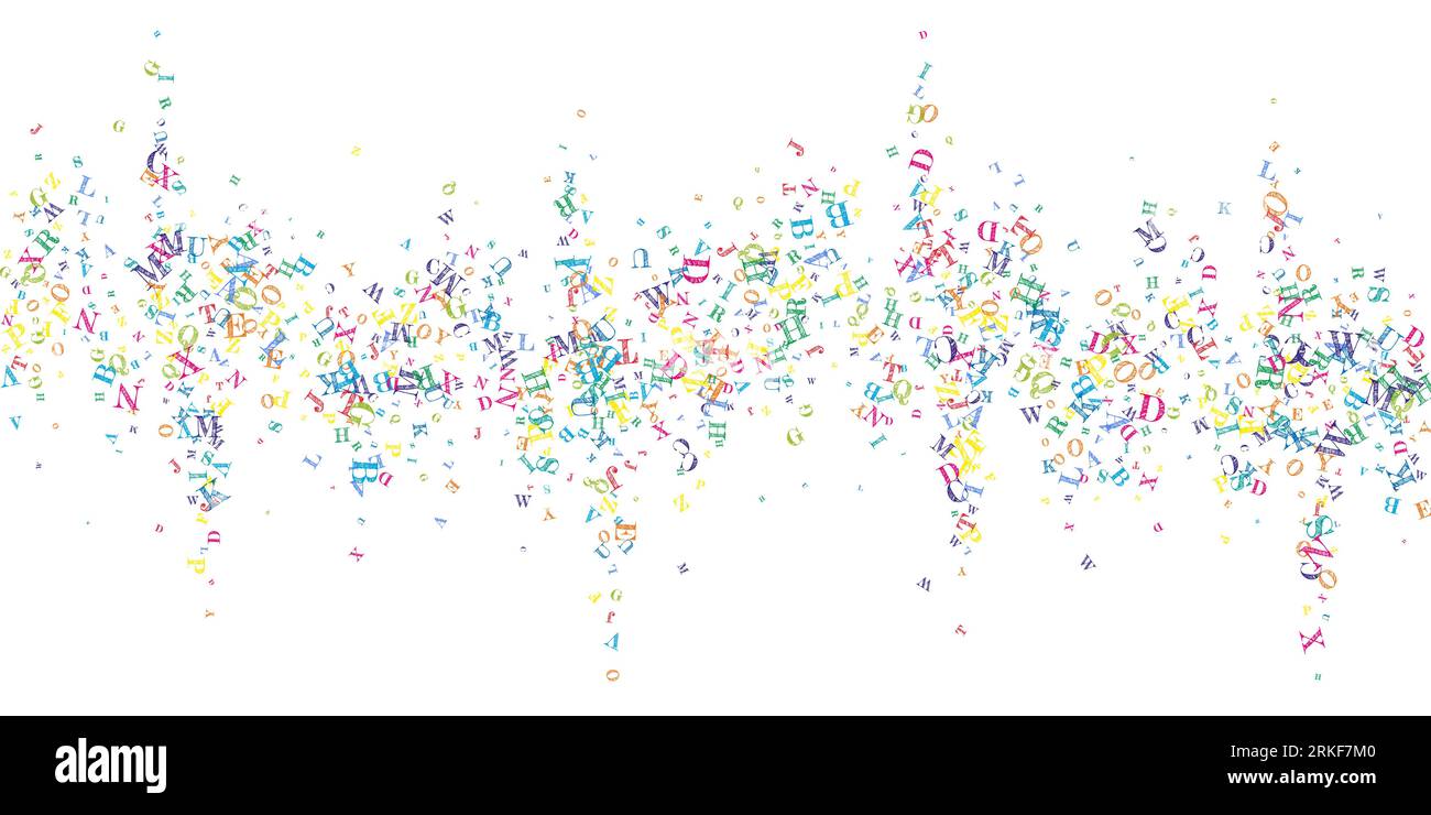 Scattered letters of latin alphabet. Colorful childish floating ...