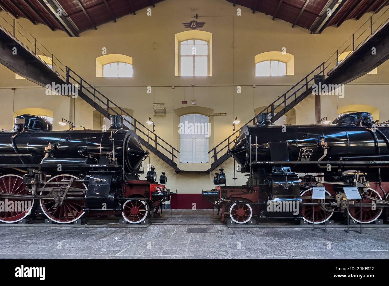 The iconic black steam engine locomotives on display at Pietrarsa ...