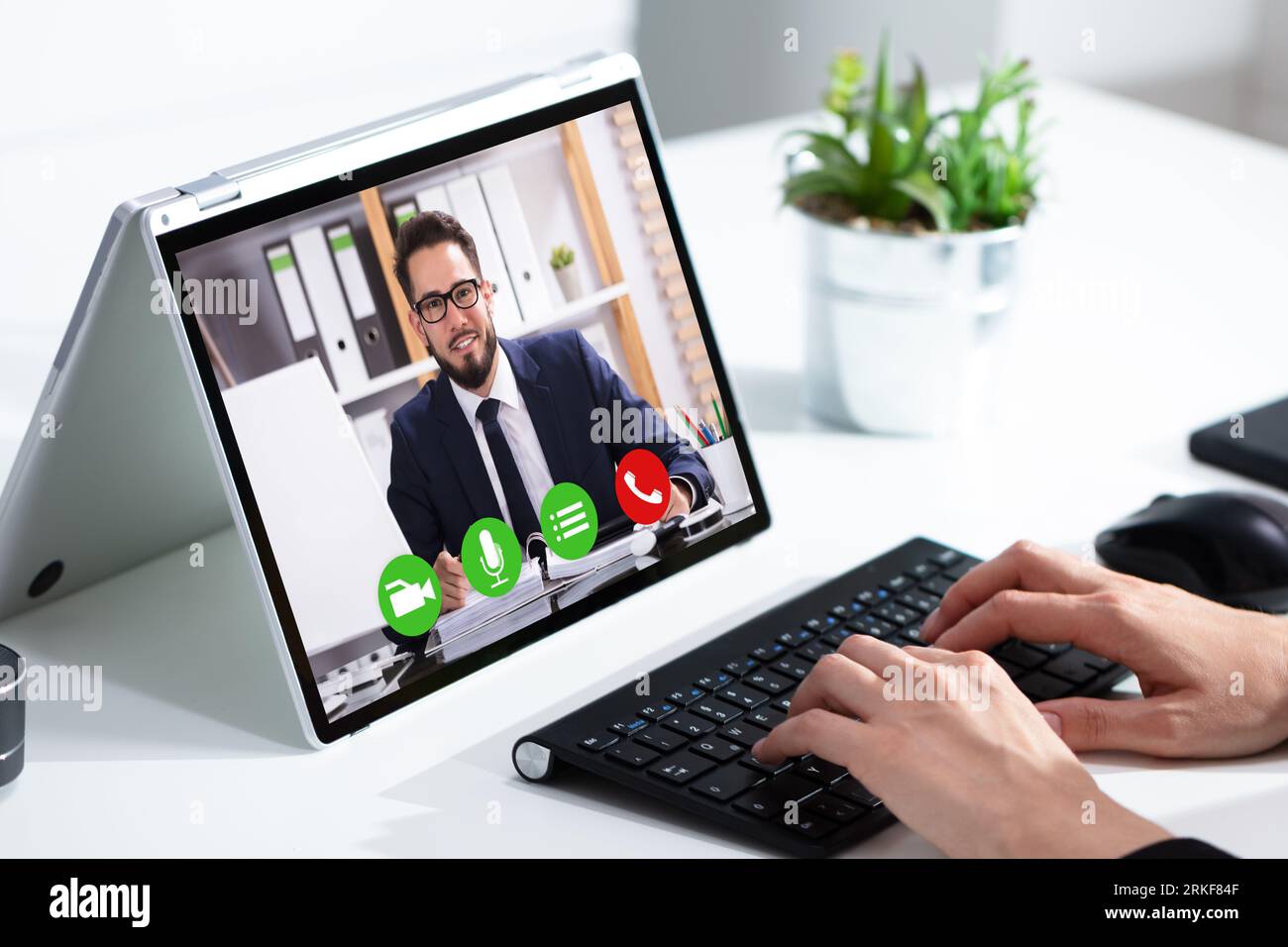 Having video chat on laptop hi-res stock photography and images - Alamy