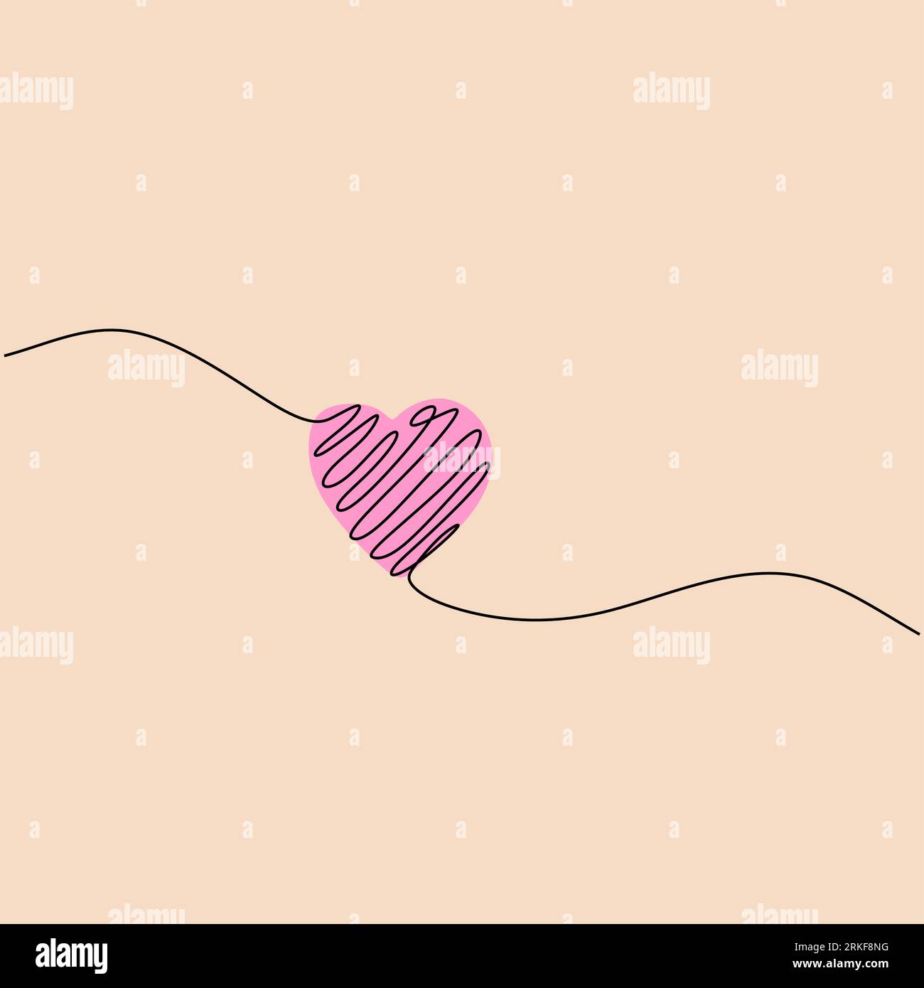 Love heart symbol background with one line style Stock Vector Image ...