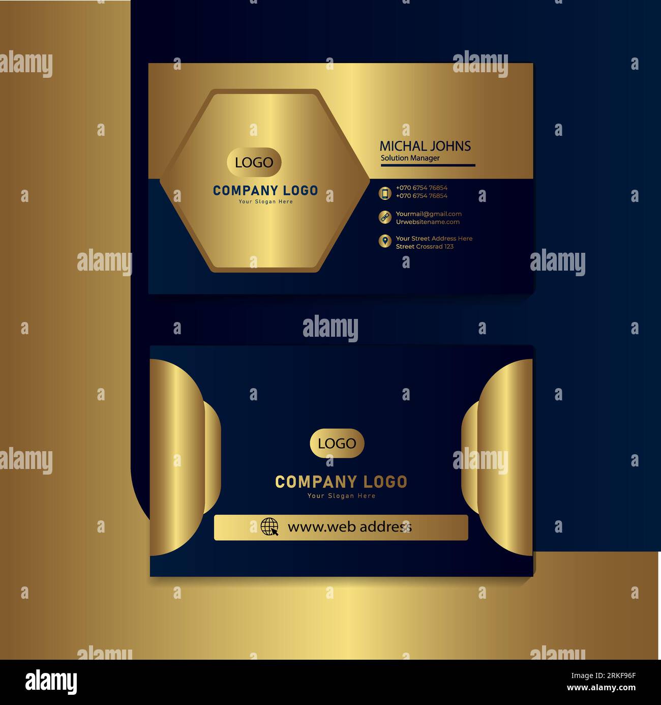 vector golden black premium wavy business card template Stock Vector ...