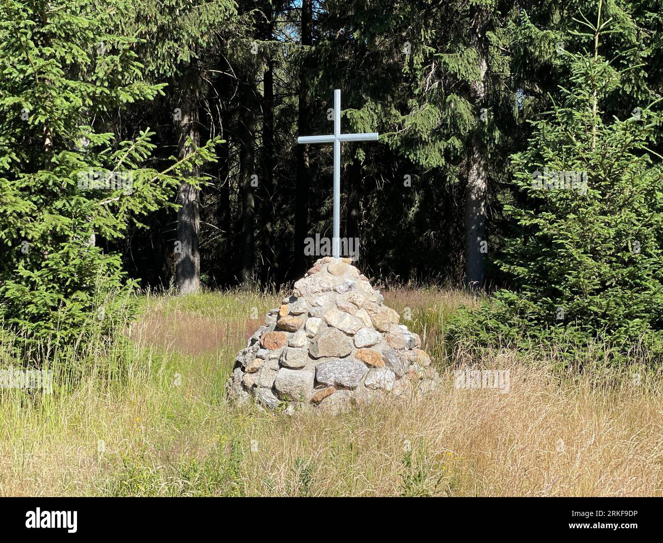 Wooden cross on hillside hi-res stock photography and images - Alamy