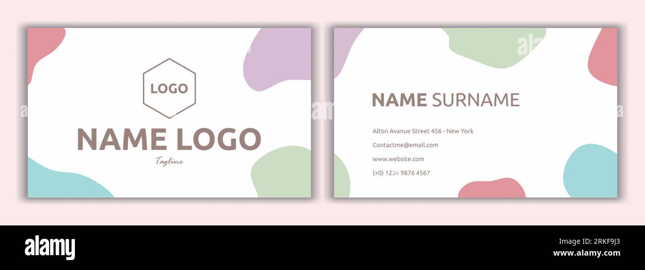 Business card template ready to print with pastel color. Modern ...