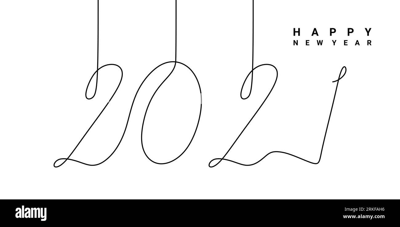 Continuous one line drawing of a "2021" new year text. Chinese New year ...
