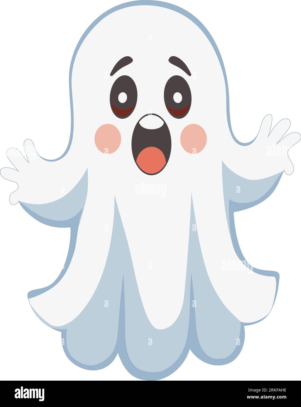 Cute ghost illustration for Halloween, featuring large eyes, an open ...