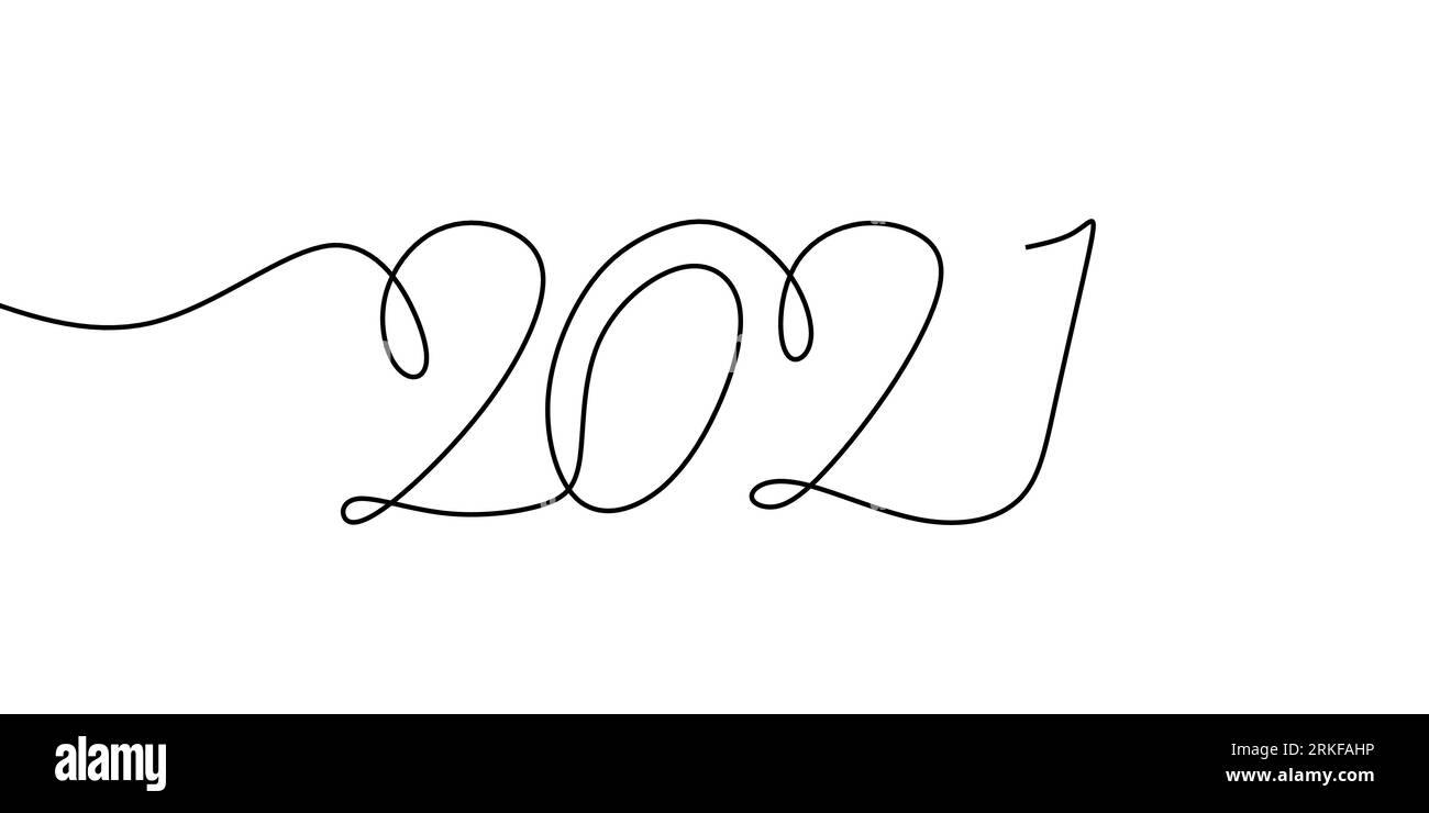 Continuous one line drawing of a "2021" new year text. Chinese New year ...